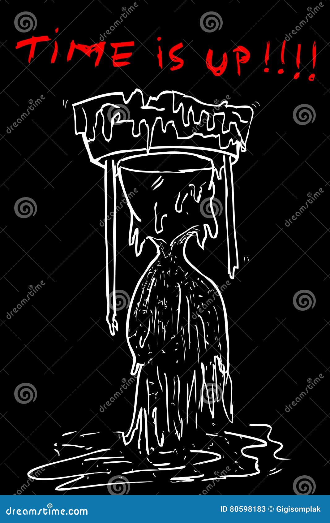 Illustration for Time is Up Stock Vector - Illustration of drop, drawn ...