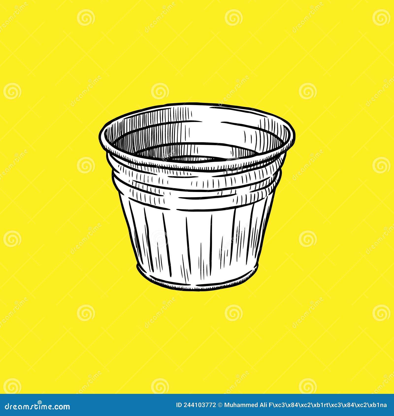 Illustration of Tin Pot. Hand Drawn Stock Vector - Illustration of icon ...