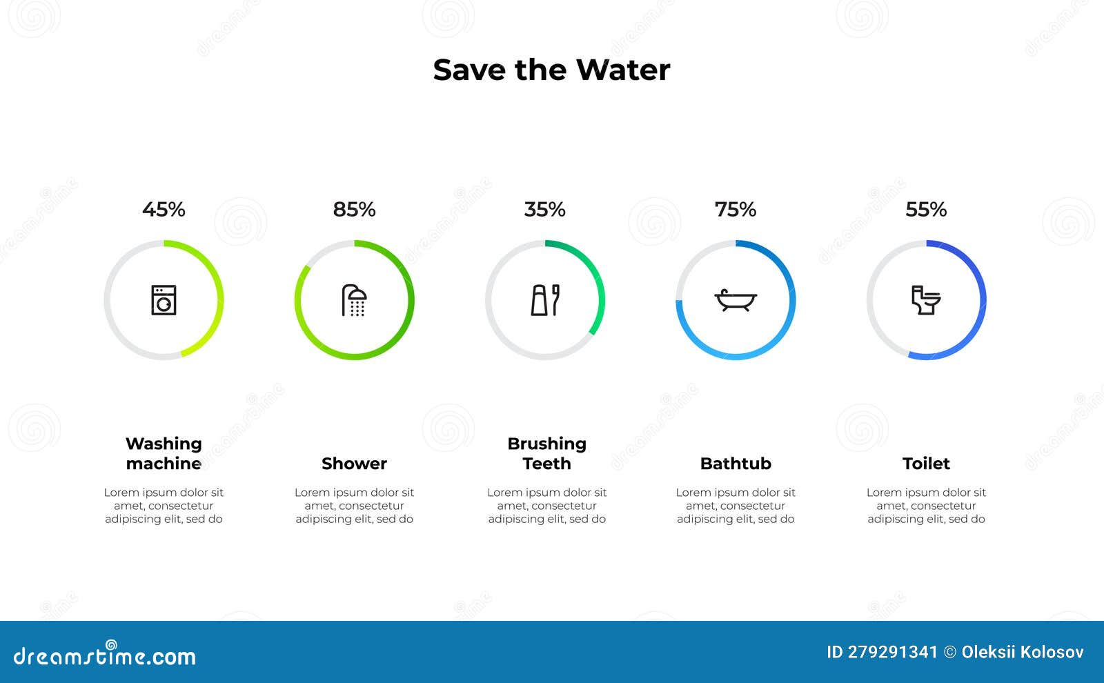 Illustration with Tips on Saving Water Consumption. Ecology Infographic ...