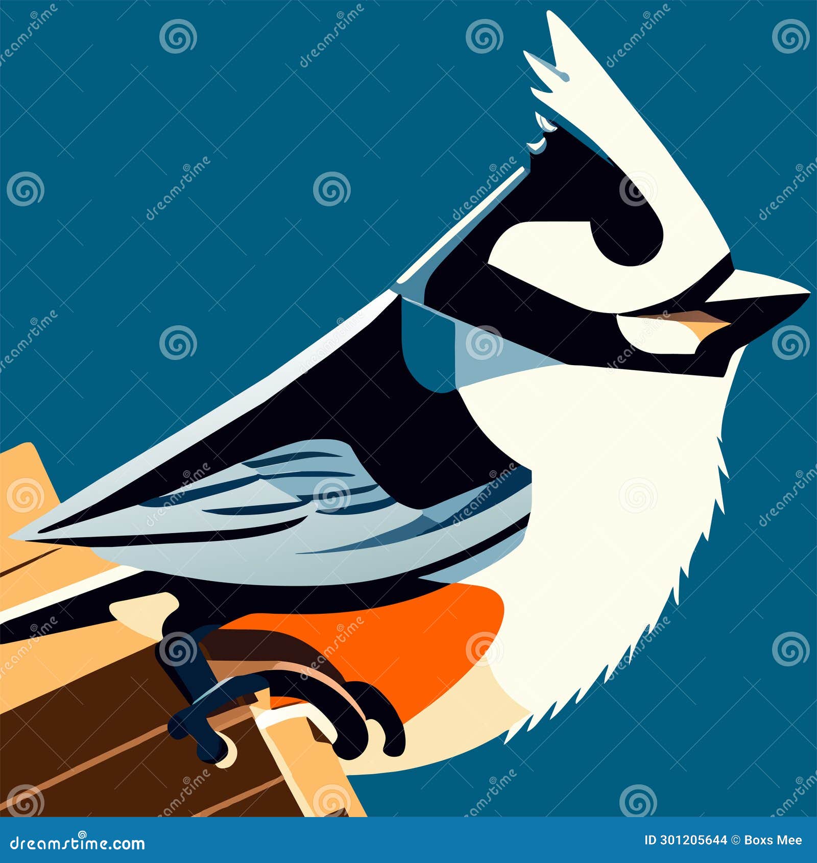 Illustration of a Titmouse on a Blue Background. Vector Illustration AI ...