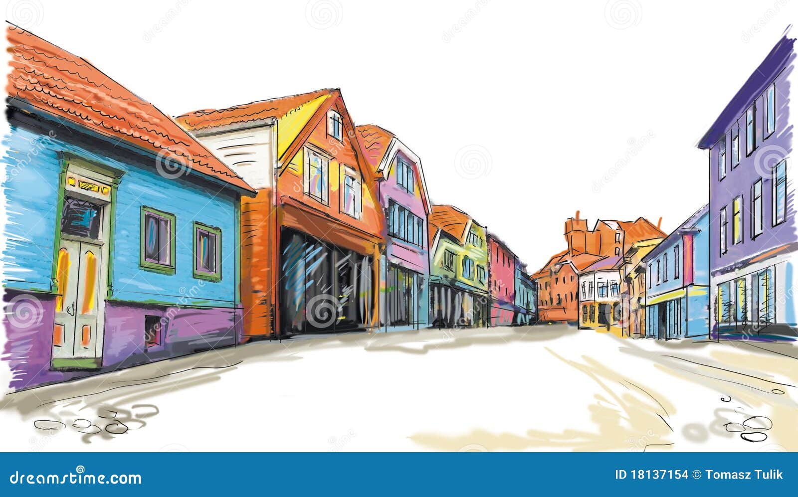 Illustration To the Old Town Stock Illustration - Illustration of ...