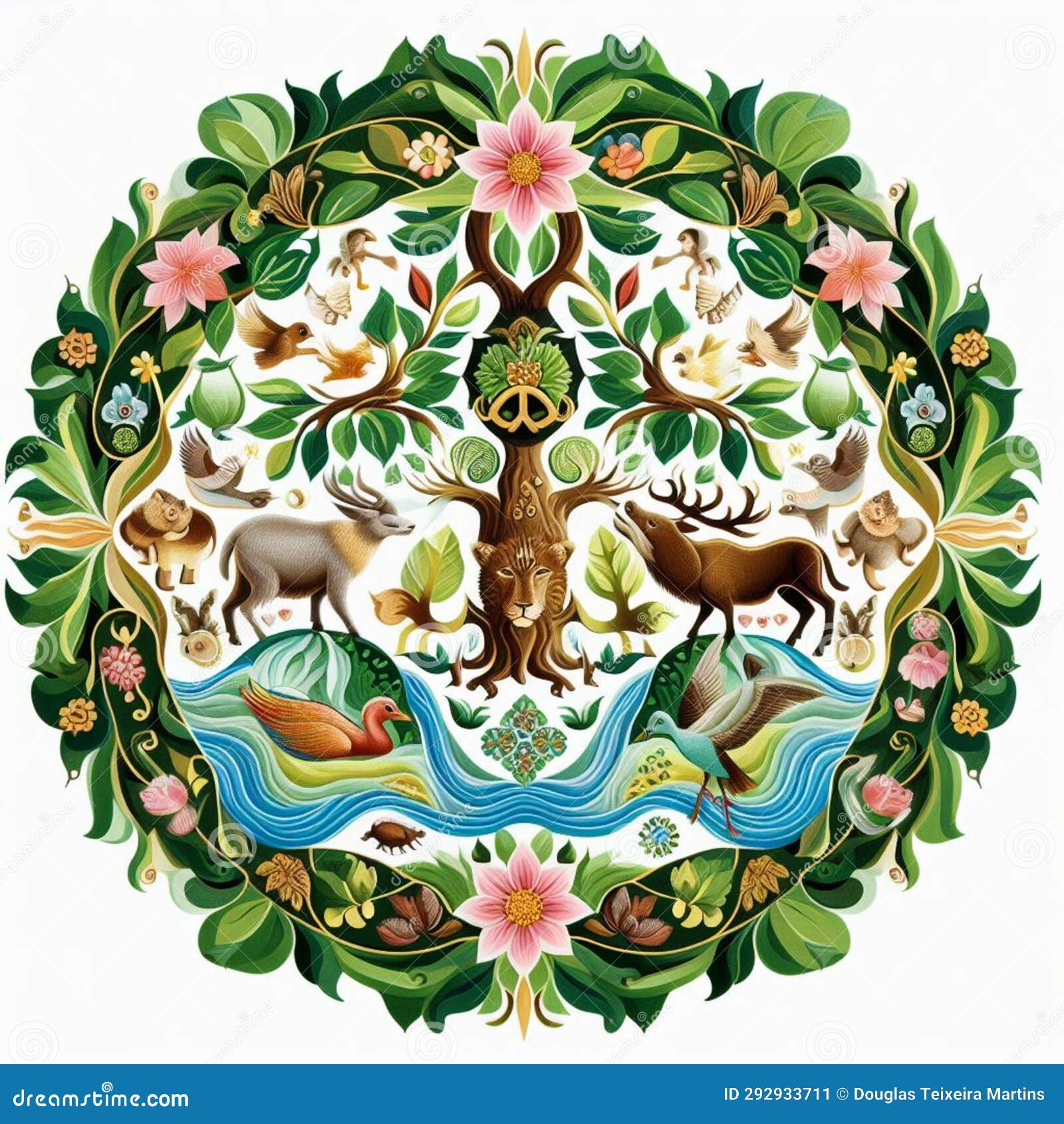 Illustration To Represent Peace Using Elements of Nature Such As ...