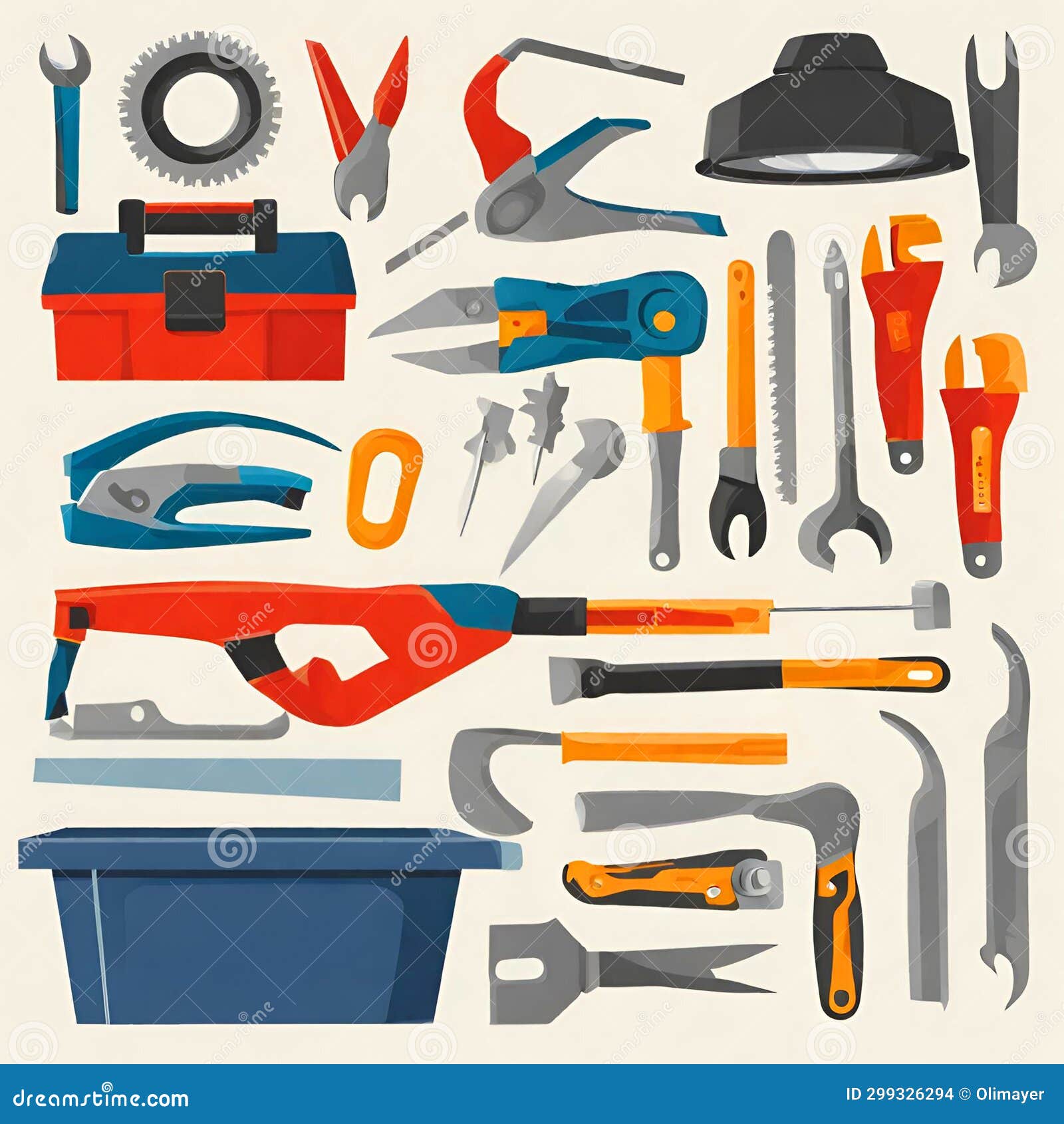 Illustration of Tools Ans Instruments Construction Worker Set on Light ...