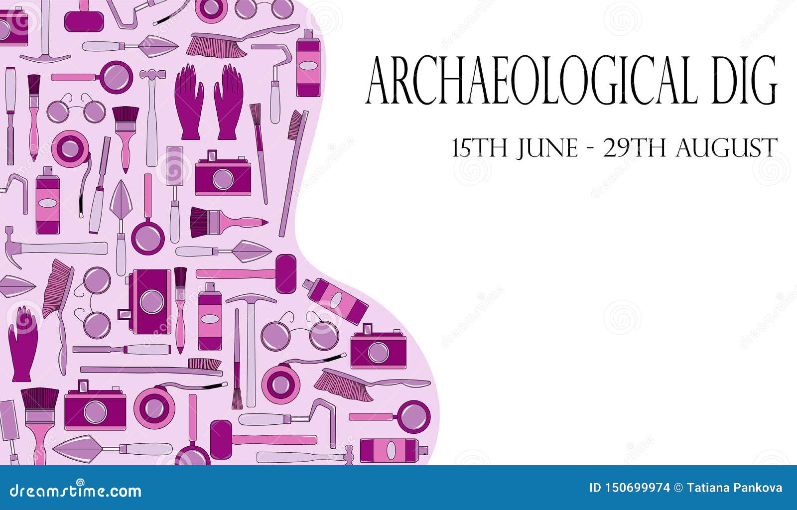 Illustration with Tools of Geologist, Archaeologist, Builder. Poster ...