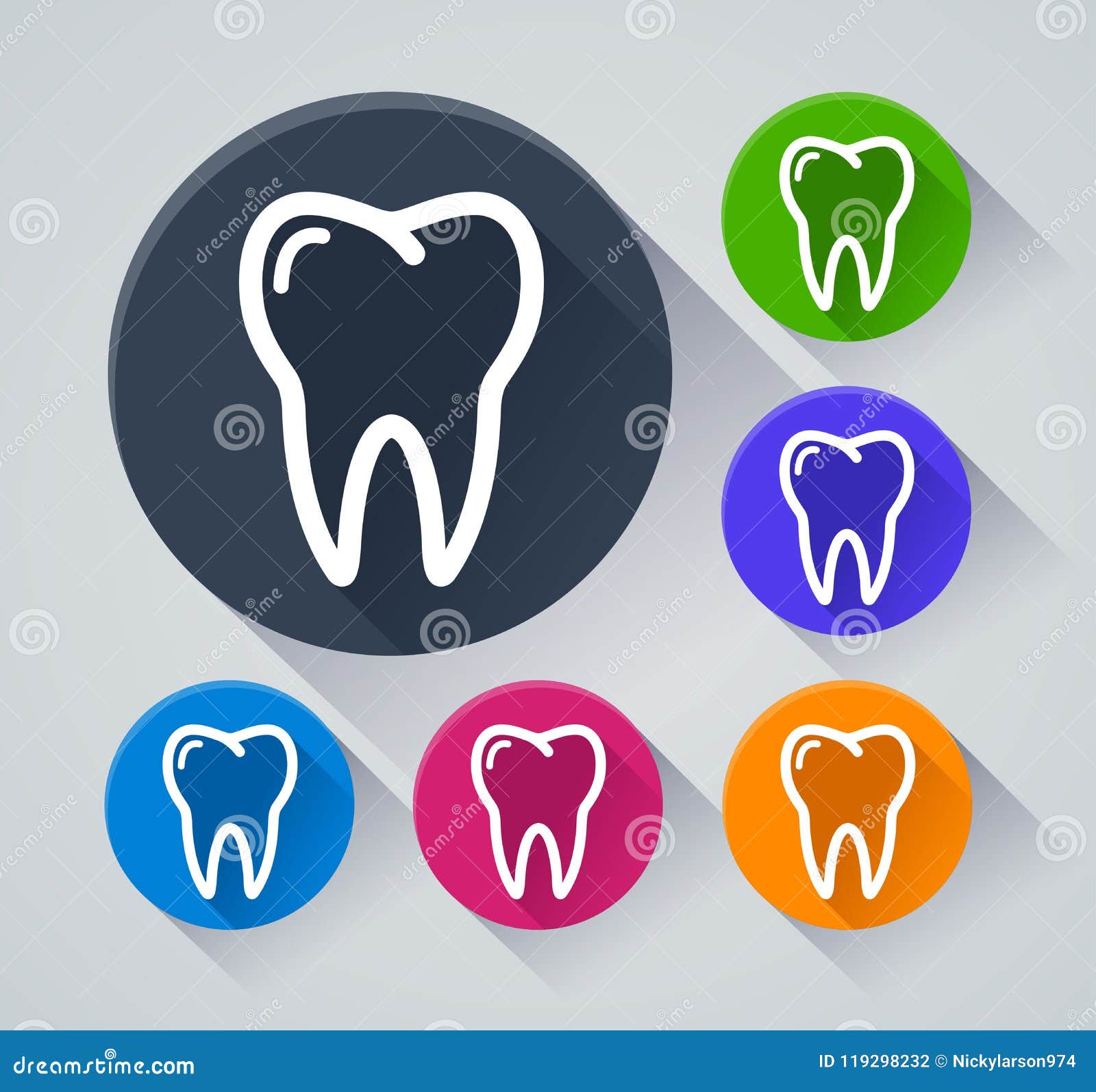 Tooth Circle Icons with Shadow Stock Vector - Illustration of purple ...