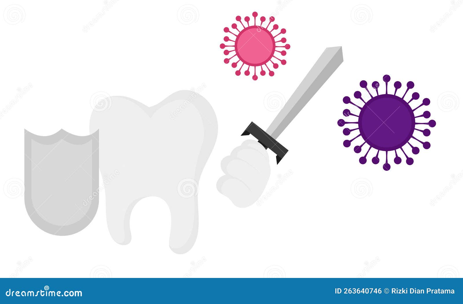 Illustration of a Tooth Fighting Germs Stock Vector - Illustration of ...