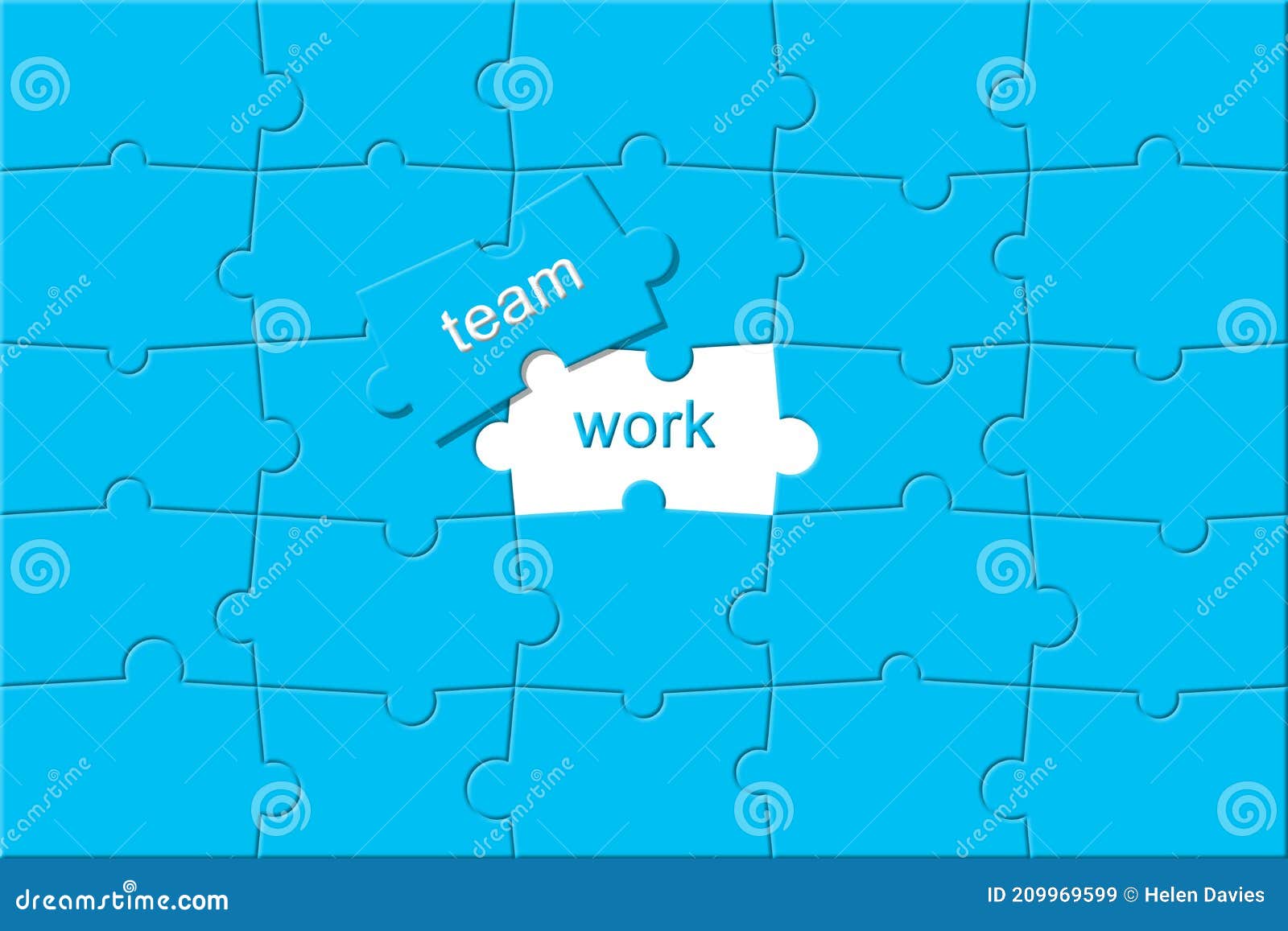 Incomplete Blue Jigsaw Puzzle with One Piece Missing. Teamwork Concept ...
