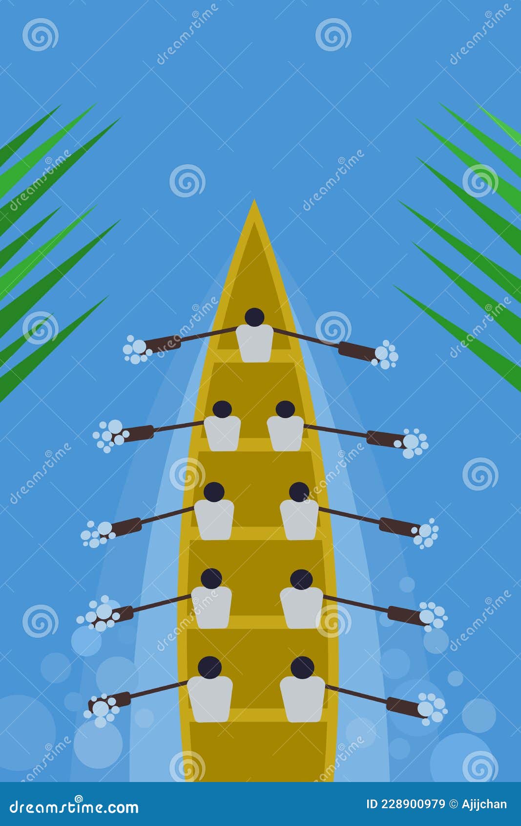 Top View Rowing Sport Boats With Team Vector Set | CartoonDealer.com ...