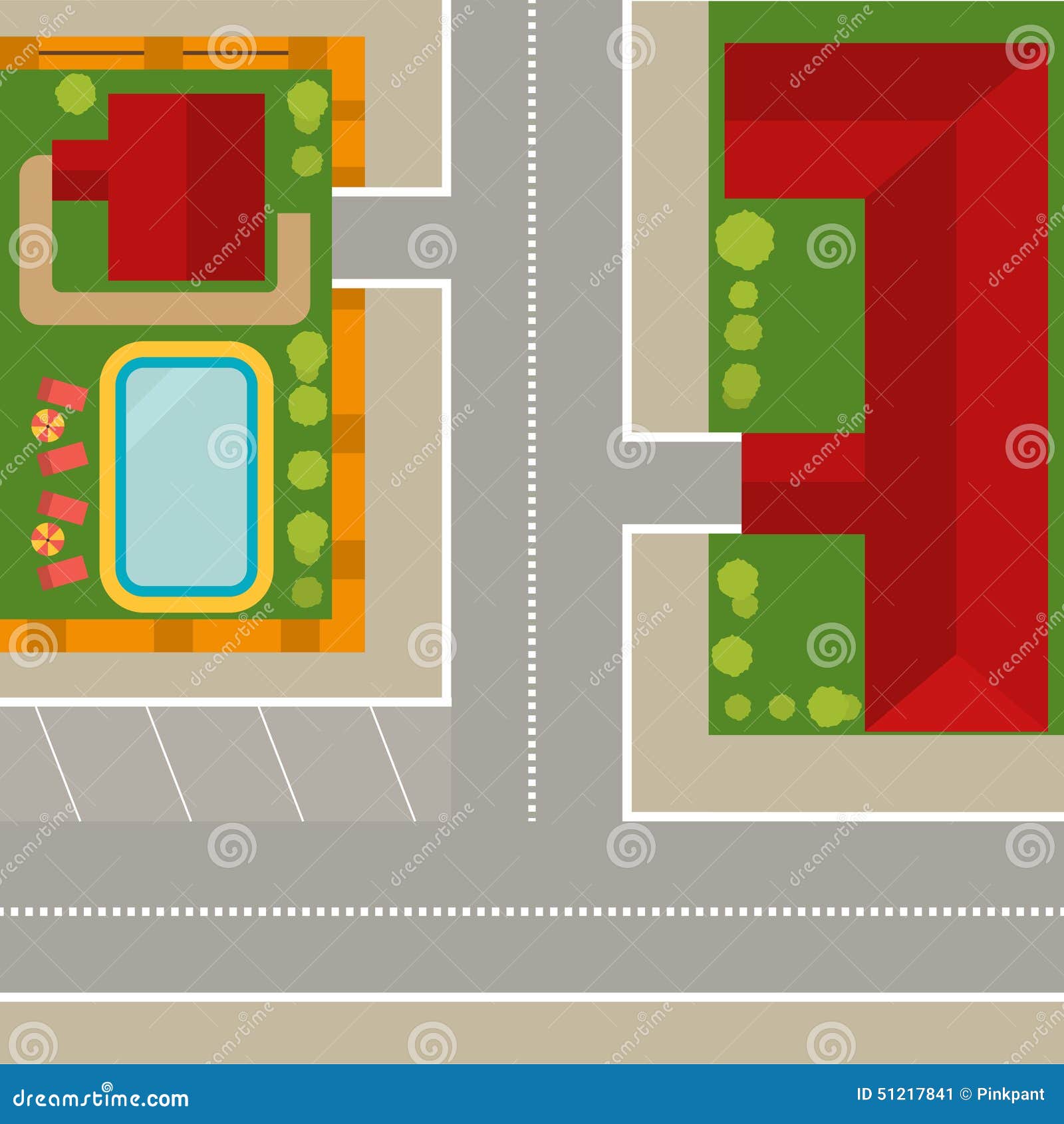 Illustration Top View Of The Village Royalty-Free Cartoon ...