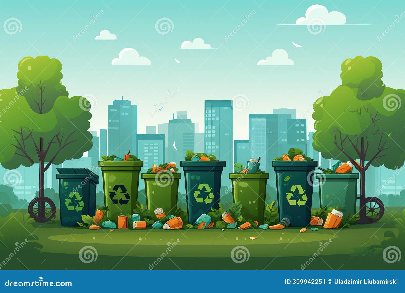 Illustration on the Topic of Proper Waste Sorting. Containers for ...