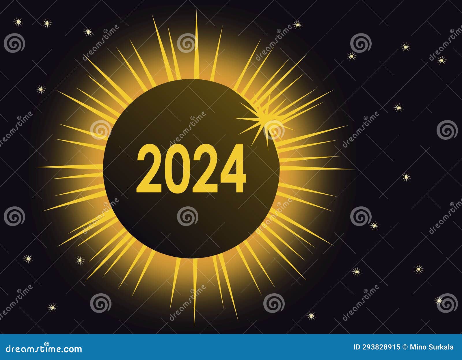 Illustration of Total Solar Eclipse in the Year 2024 Stock Illustration ...