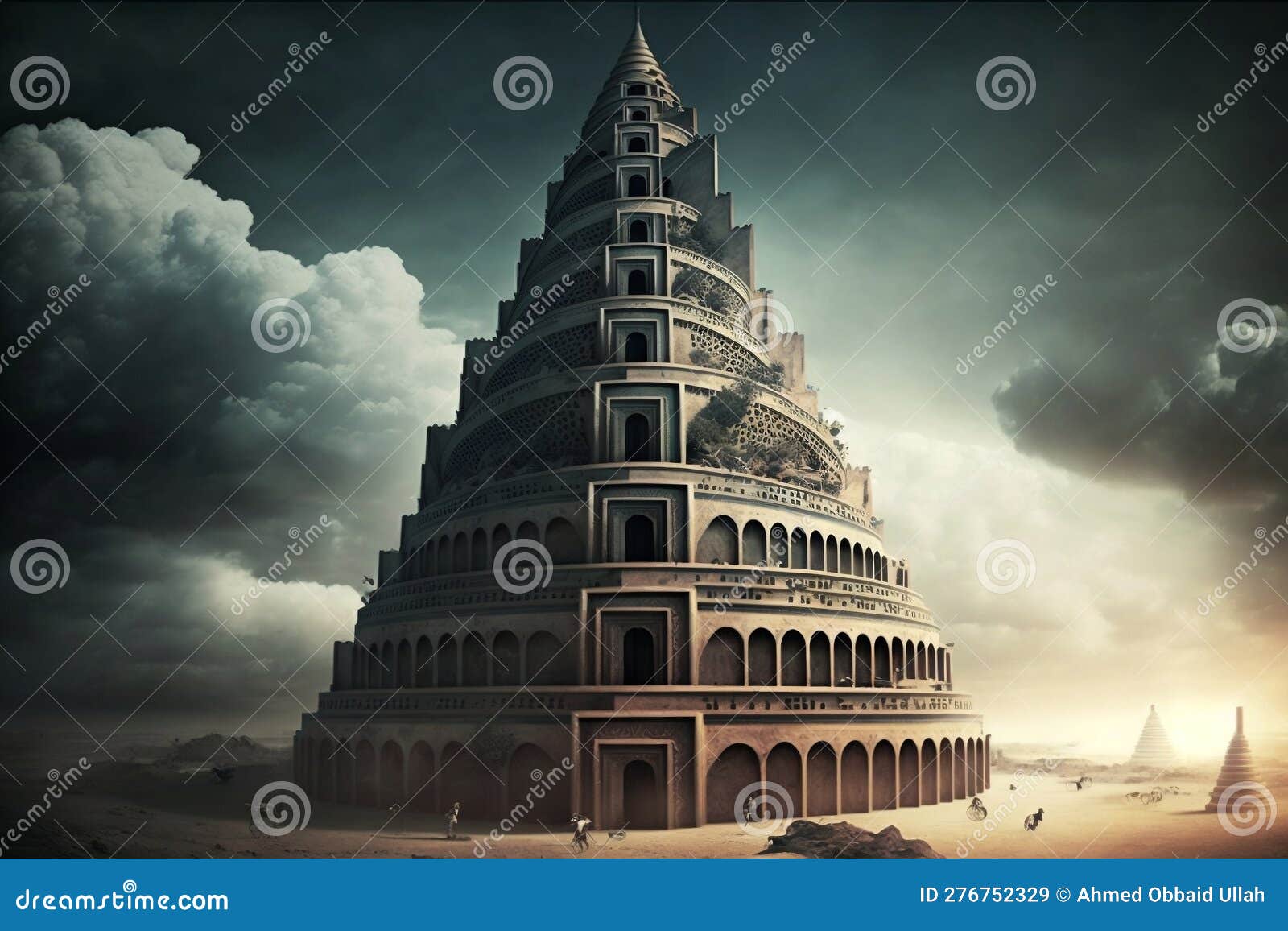 Tower Of Babel Made Of Trees And Lanterns Stock Image | CartoonDealer ...