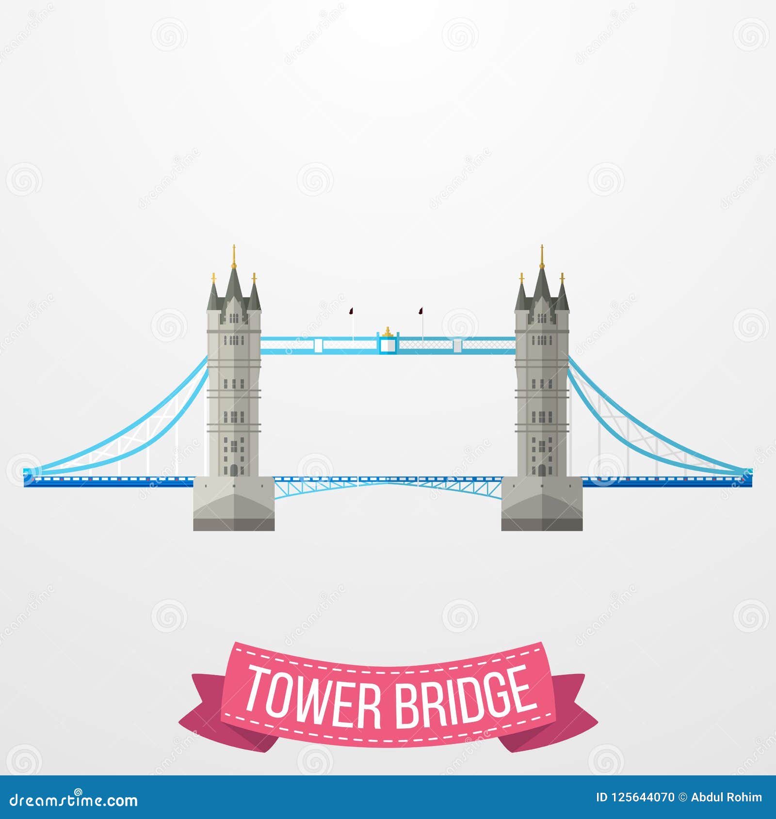 Tower Bridge Icon on White Background Stock Illustration - Illustration ...
