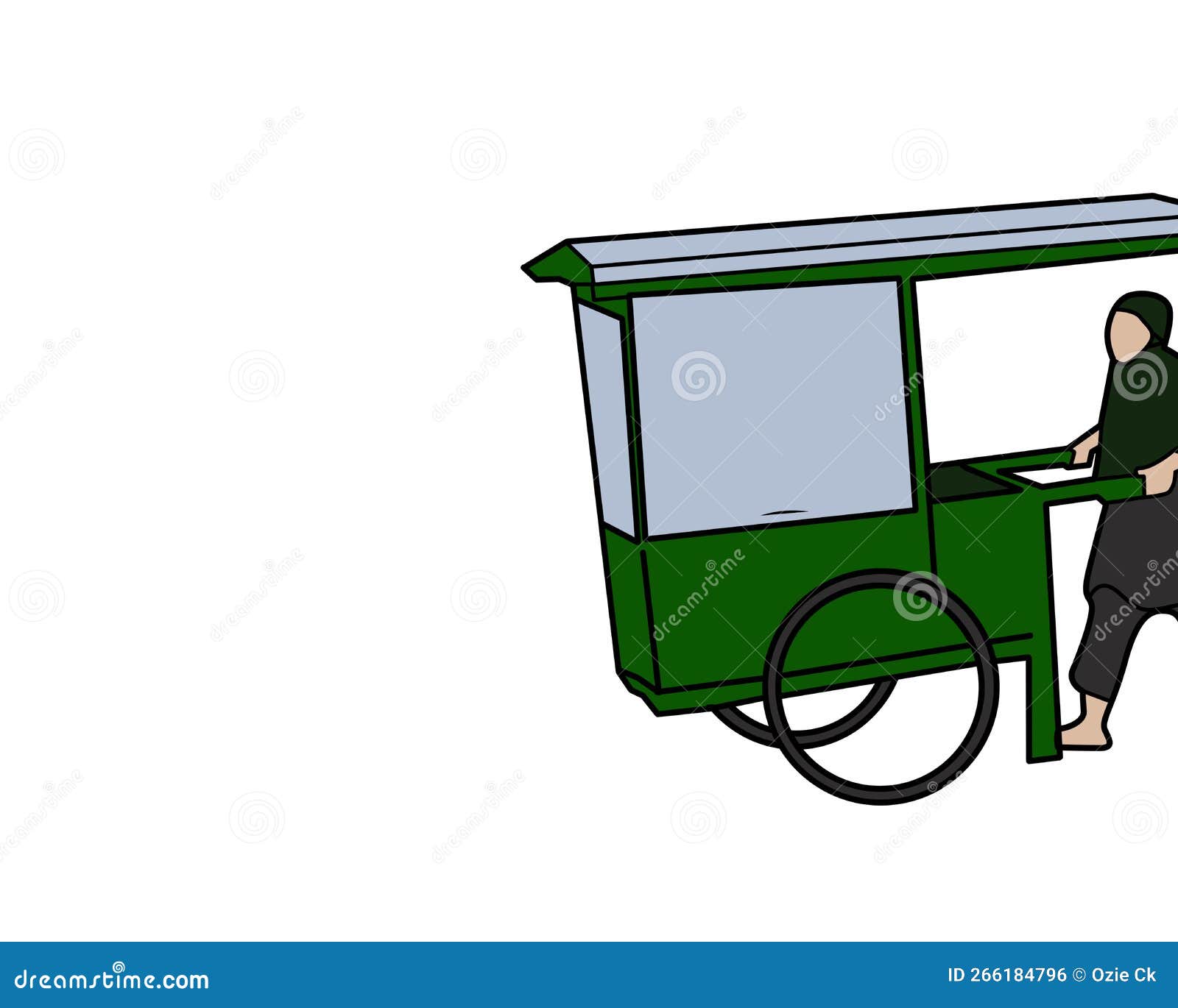Illustration of a Trader Pushing His Vending Cart Stock Illustration ...