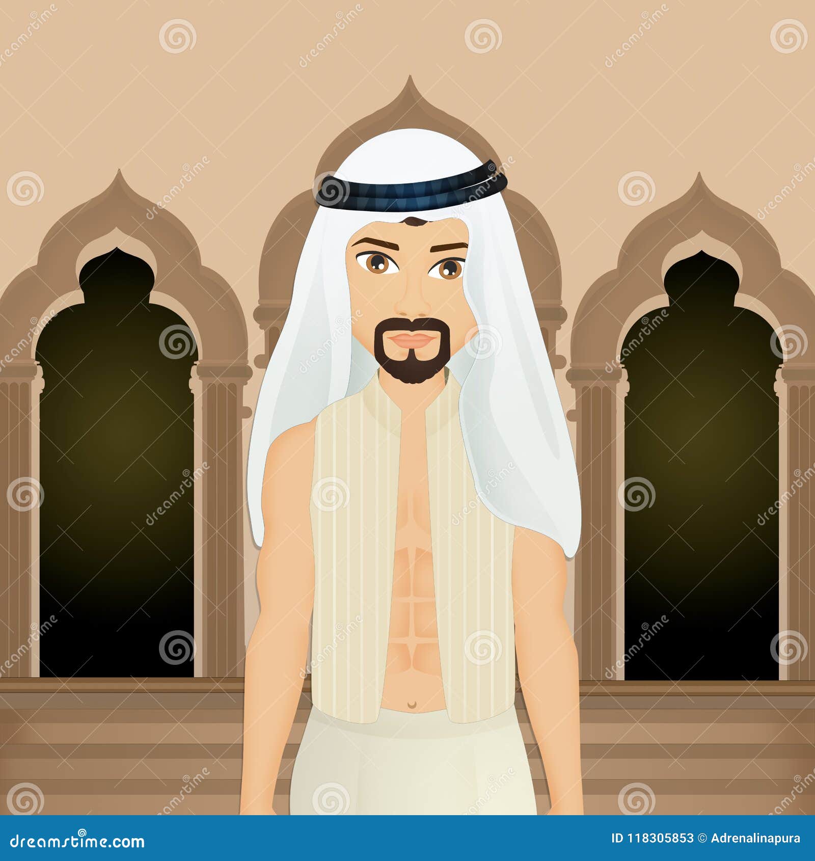 Illustration of Arab man stock illustration. Illustration of religious ...