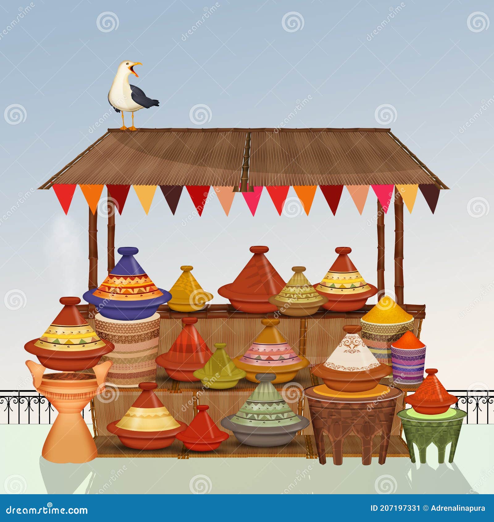 Moroccan Tagine With The Flag Of Morocco. On A White Background. Tajine ...