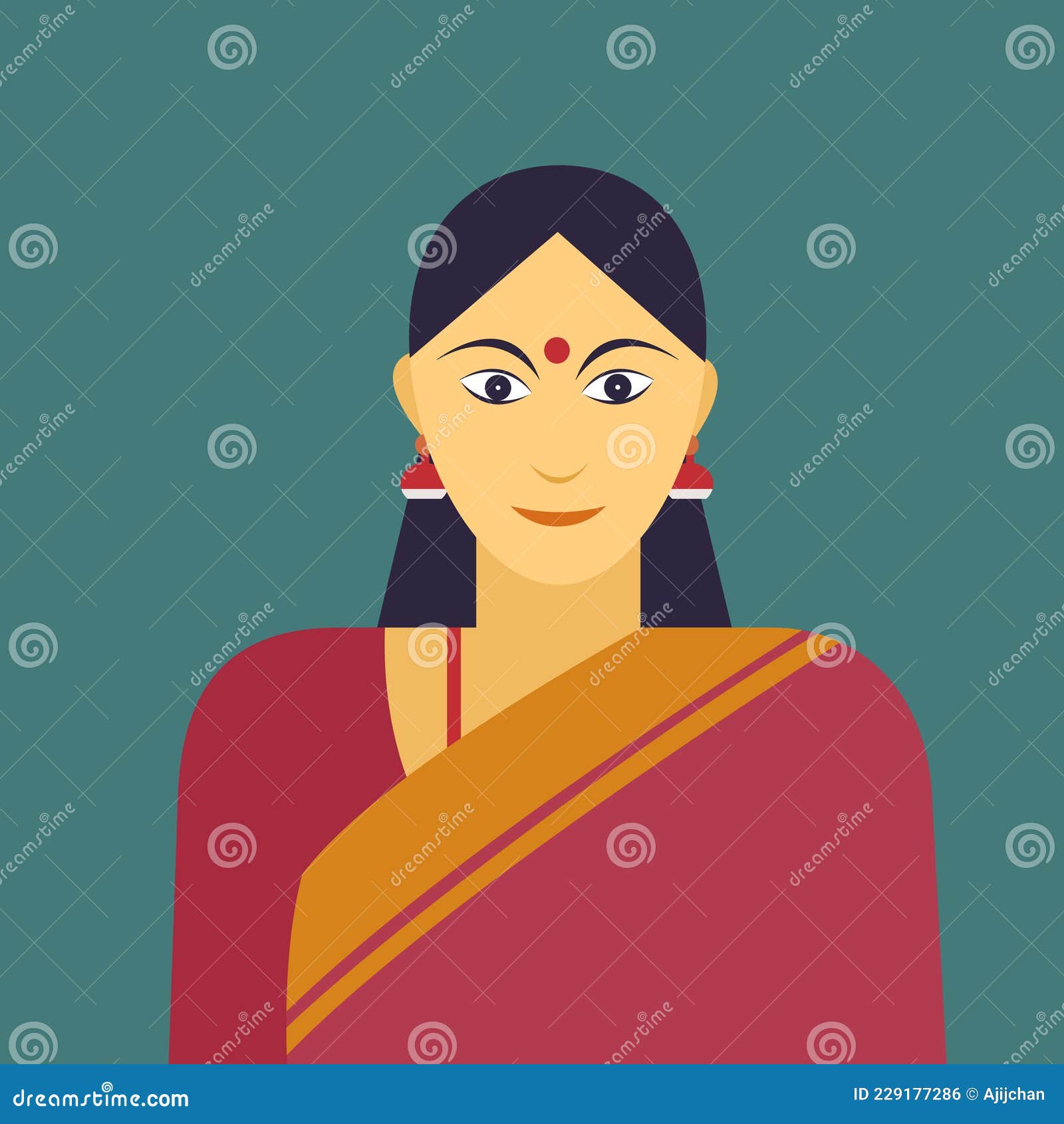 Portrait Of A Traditionally Dressed Indian Woman Stock Vector