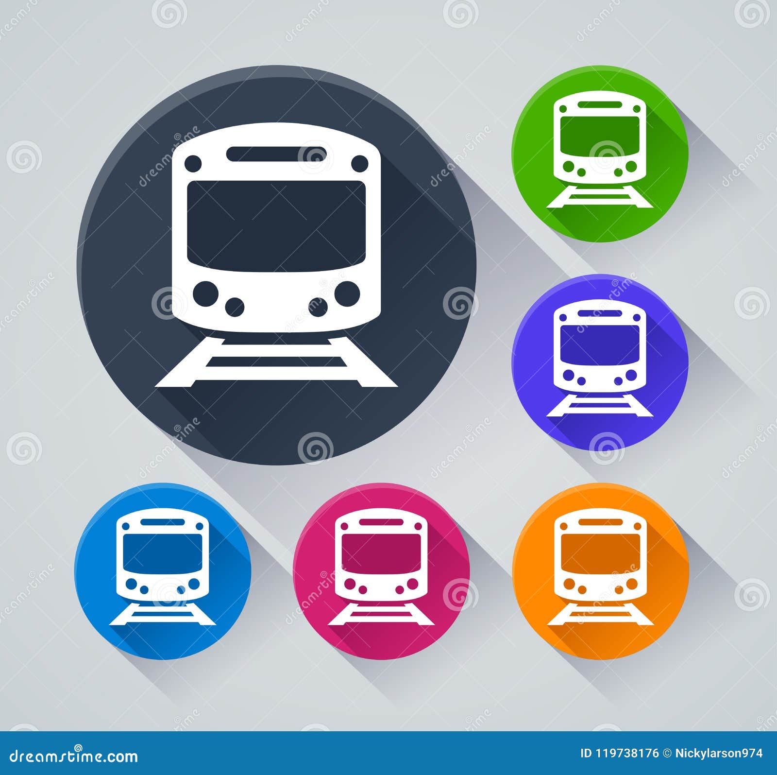Train Circle Icons with Shadow Stock Vector - Illustration of vector ...