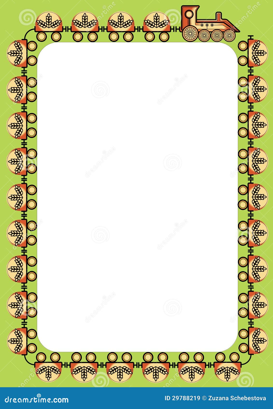 Train with Many Wagons in Frame Composition Stock Illustration ...