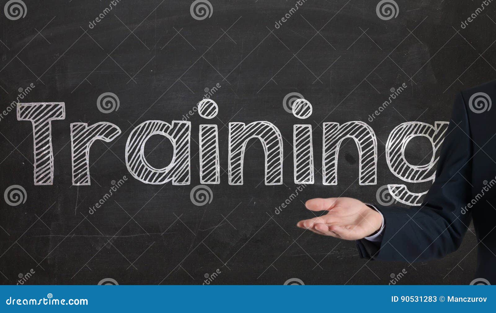 Illustration of Training and Development Written on Black Chalkboard ...