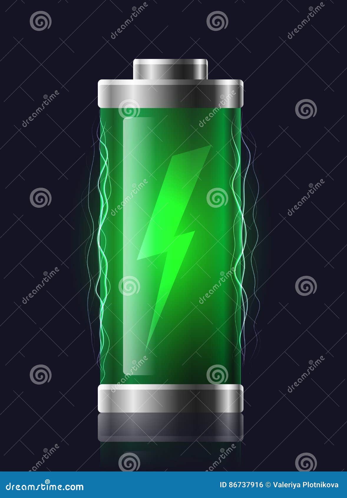 Illustration Transparent Charged Batteries with Lightning. Stock Vector ...