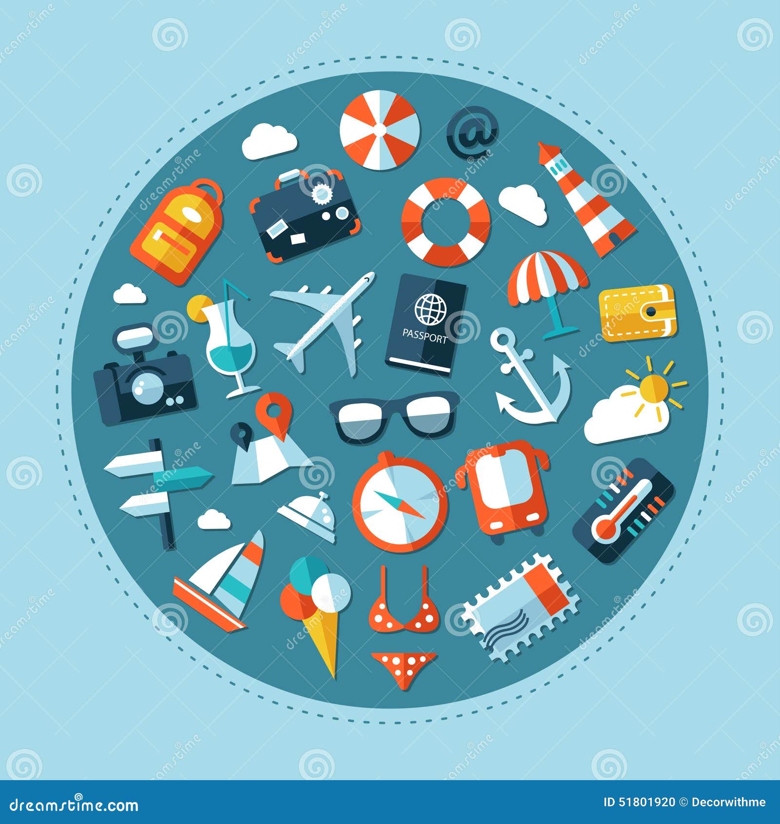 Illustration of Travel Flat Design Postcard with Stock Vector ...