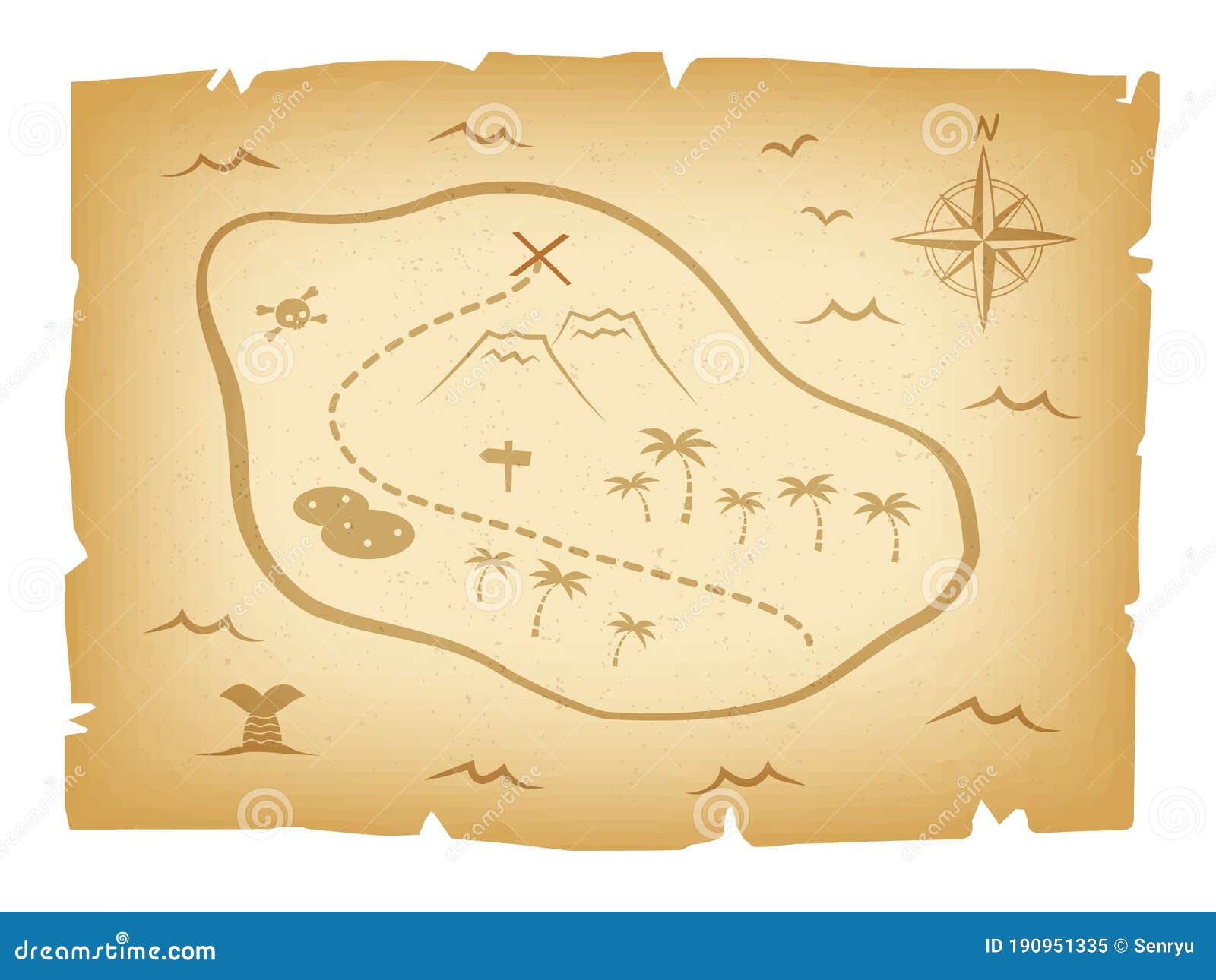 Treasure map illustration stock vector. Illustration of material ...