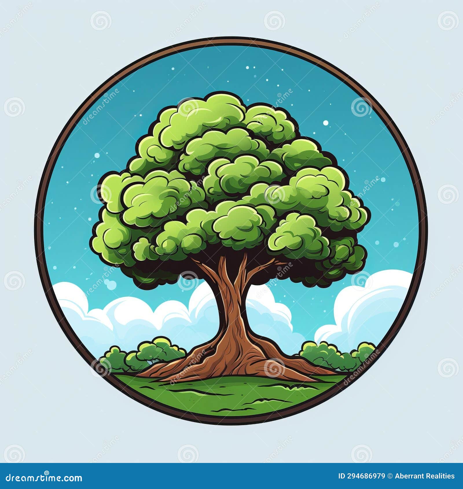 An Illustration of a Tree in a Circle Stock Illustration - Illustration ...