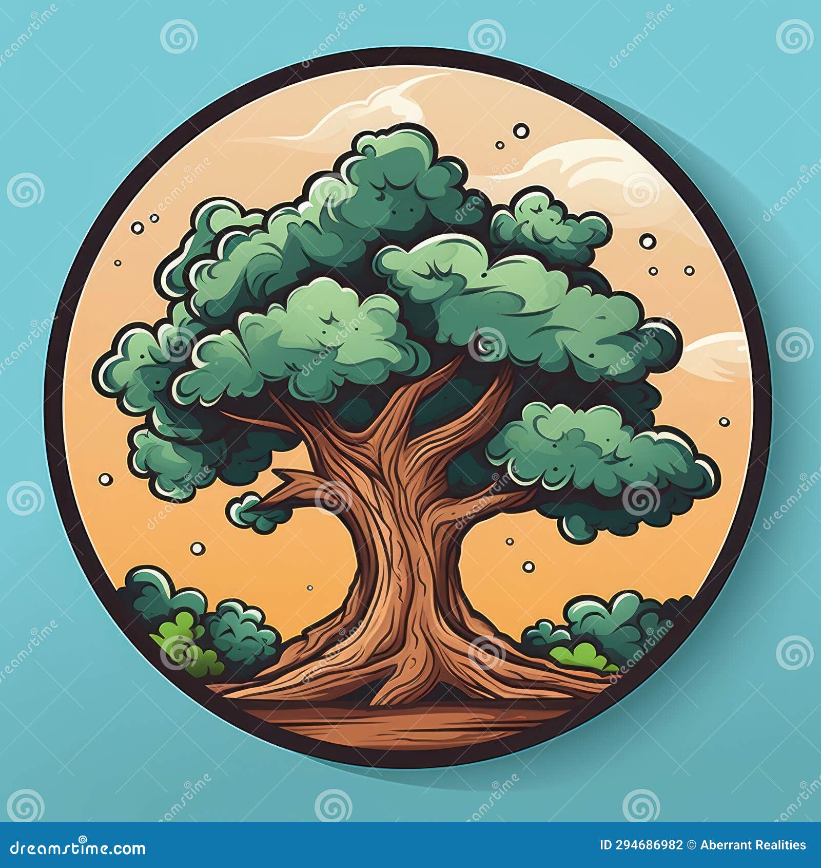 An Illustration of a Tree in a Circle Stock Illustration - Illustration ...