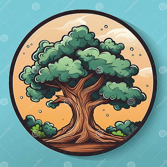 An Illustration of a Tree in a Circle Stock Illustration - Illustration ...