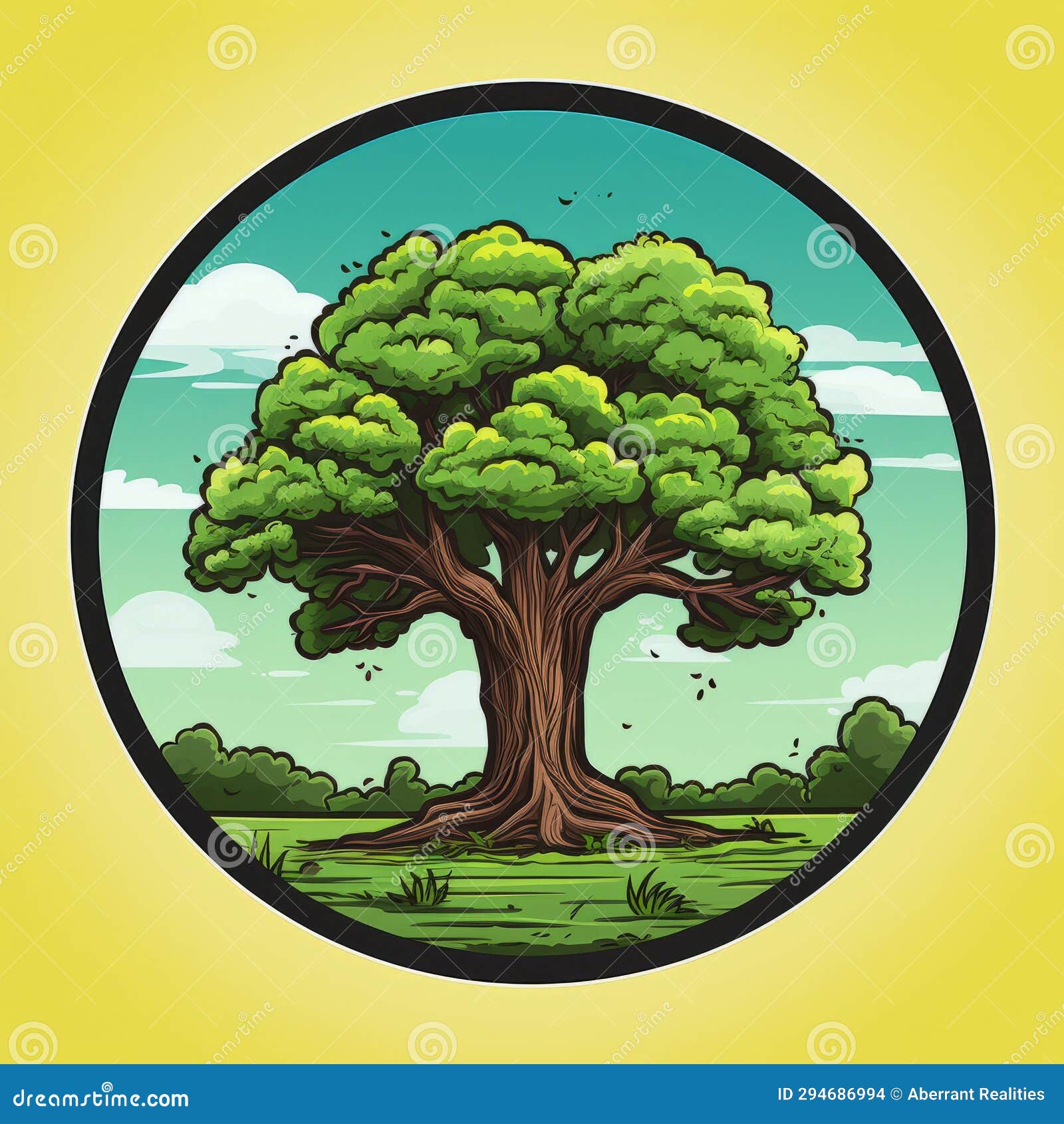 An Illustration of a Tree in a Circle Stock Illustration - Illustration ...