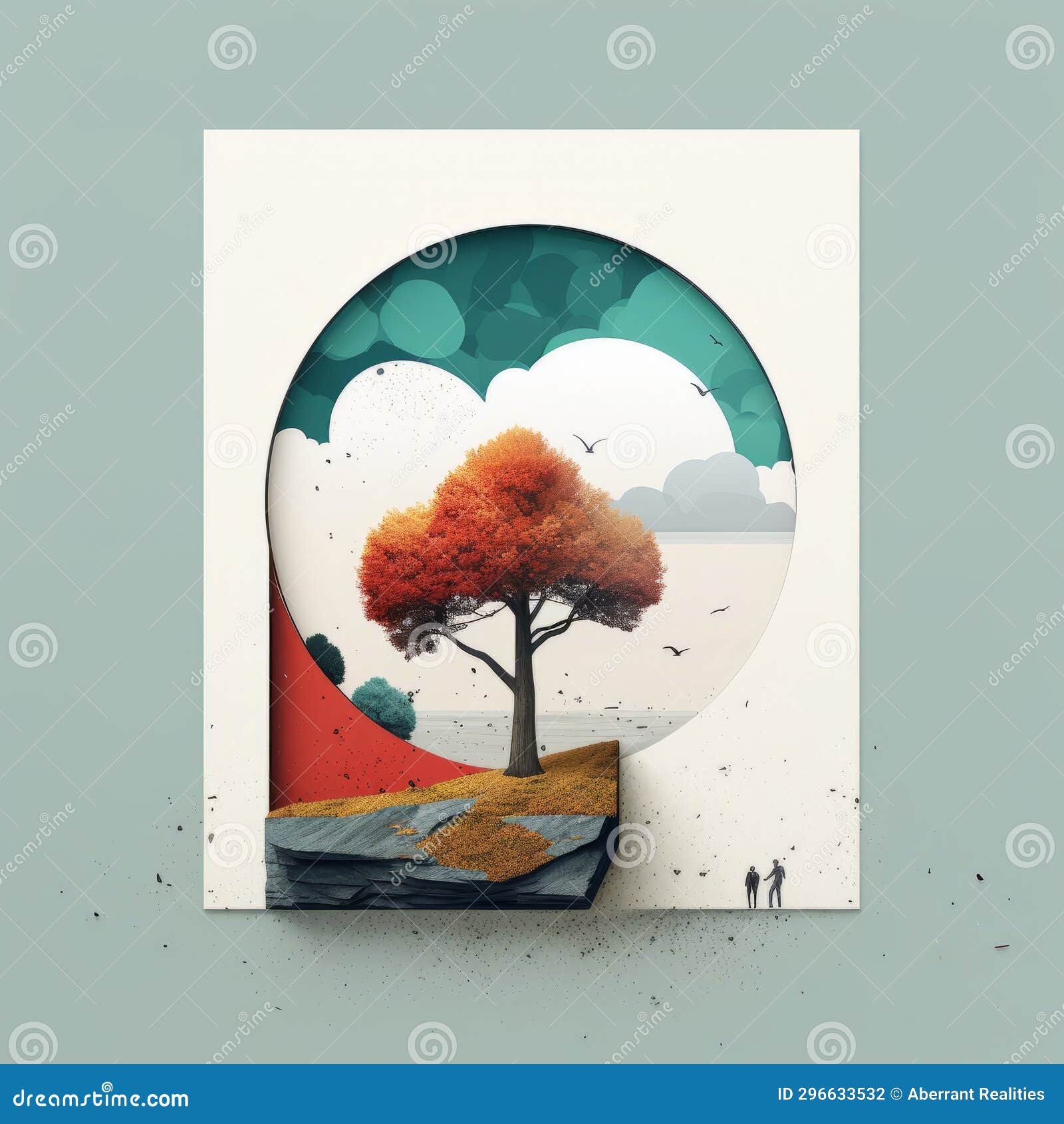 An Illustration of a Tree in a Circular Frame Stock Illustration ...