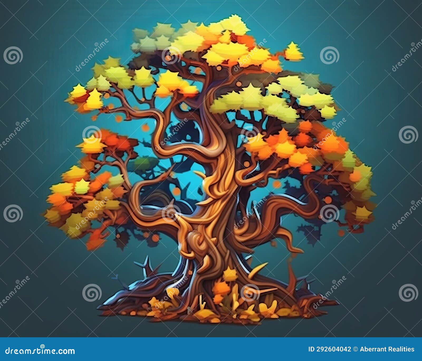 An Illustration of a Tree with Colorful Leaves Stock Illustration ...
