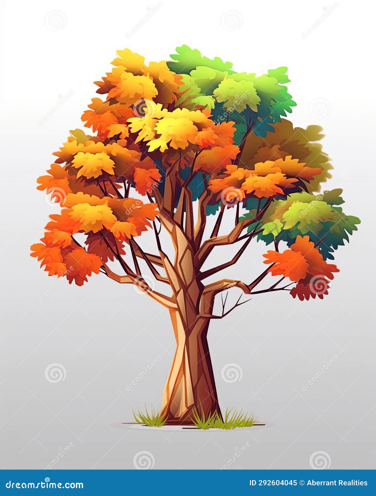 An Illustration of a Tree with Colorful Leaves Stock Illustration ...