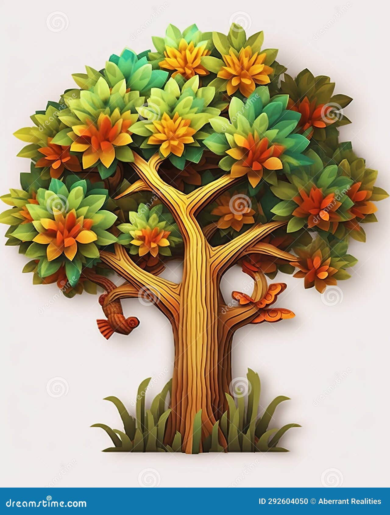 An Illustration of a Tree with Colorful Leaves Stock Illustration ...