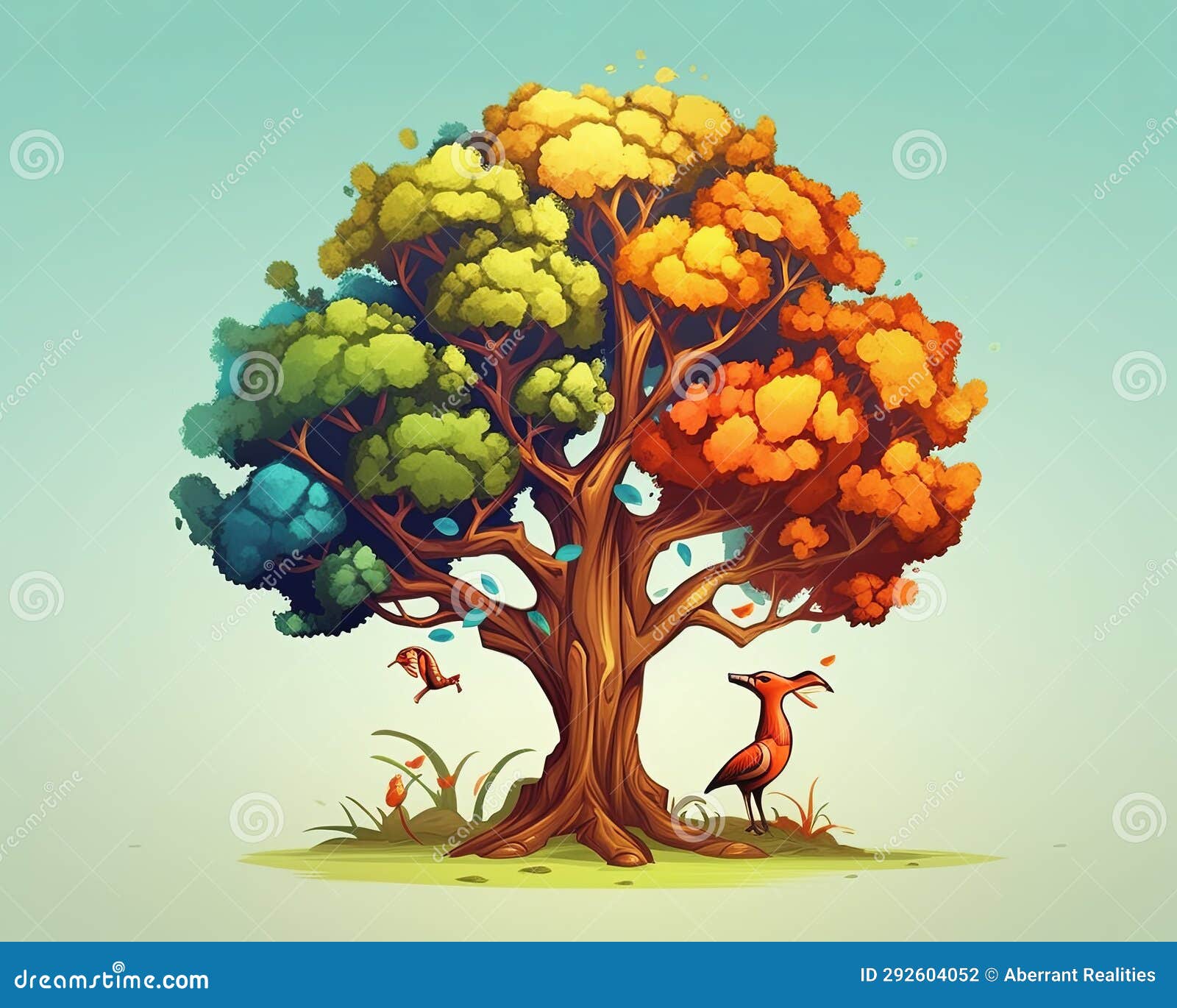 An Illustration of a Tree with Colorful Leaves Stock Illustration ...