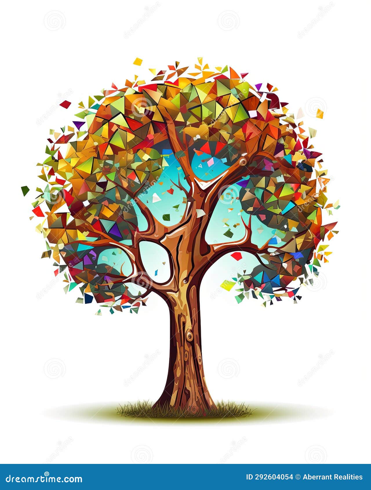 An Illustration of a Tree with Colorful Leaves Stock Illustration ...