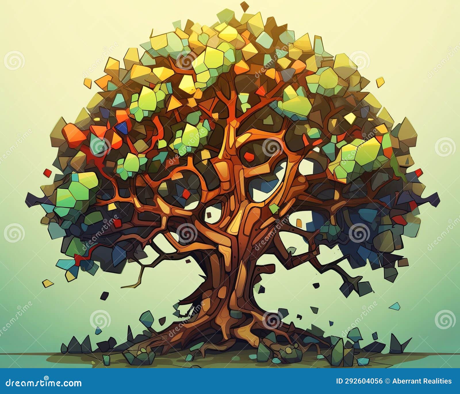 An Illustration of a Tree with Colorful Leaves Stock Illustration ...