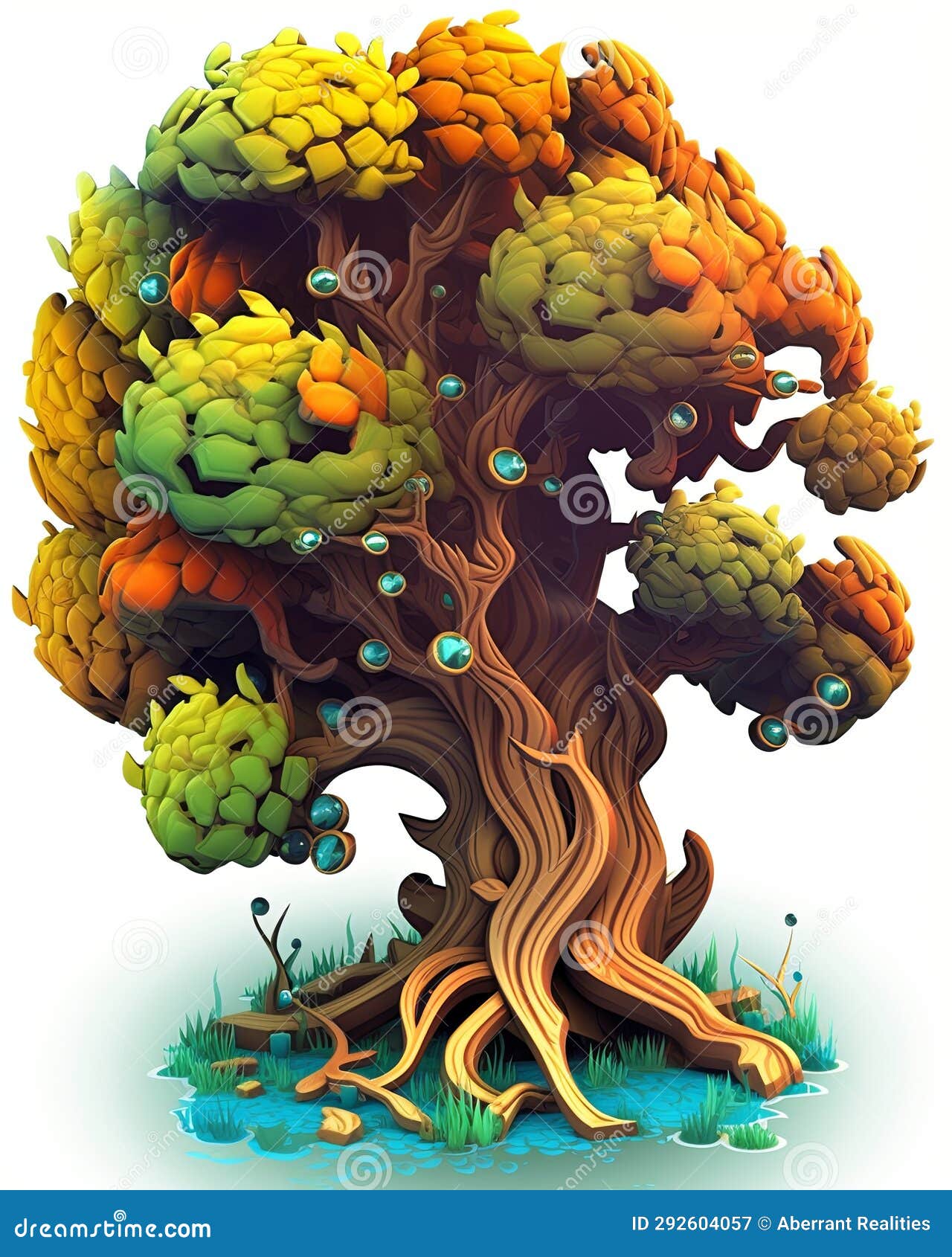 An Illustration of a Tree with Colorful Leaves Stock Illustration ...