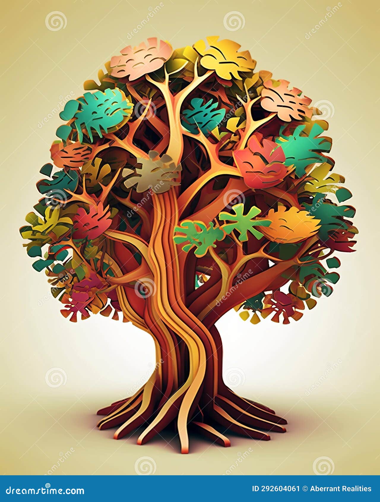 An Illustration of a Tree with Colorful Leaves Stock Illustration ...