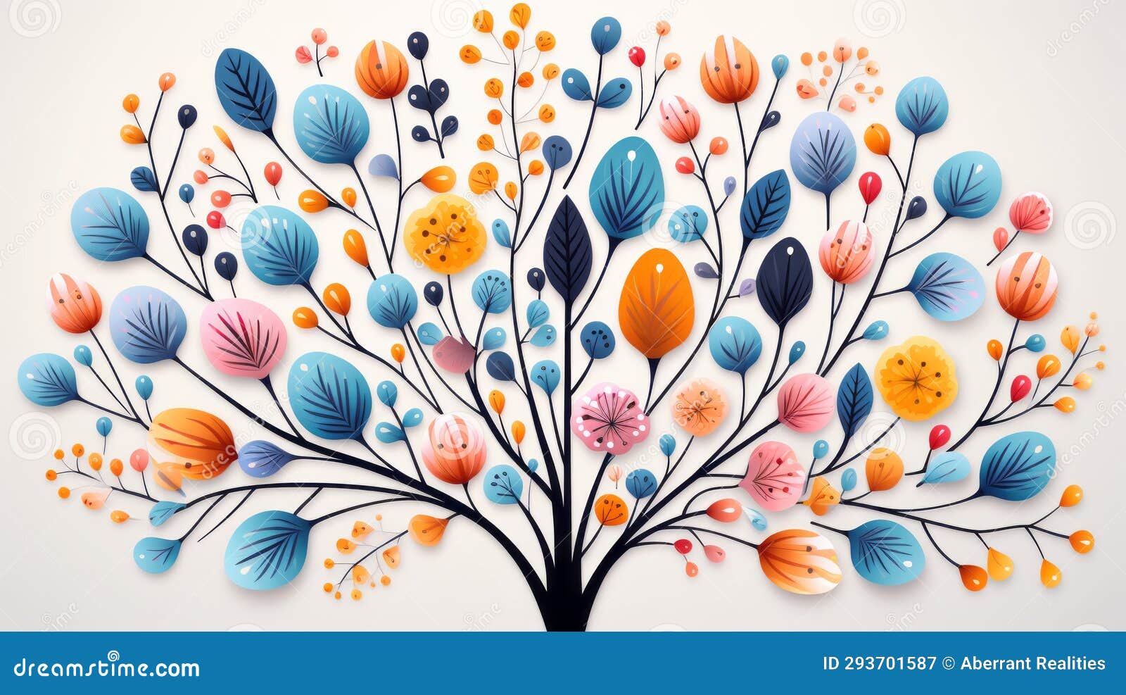 An Illustration of a Tree with Colorful Leaves Stock Illustration ...