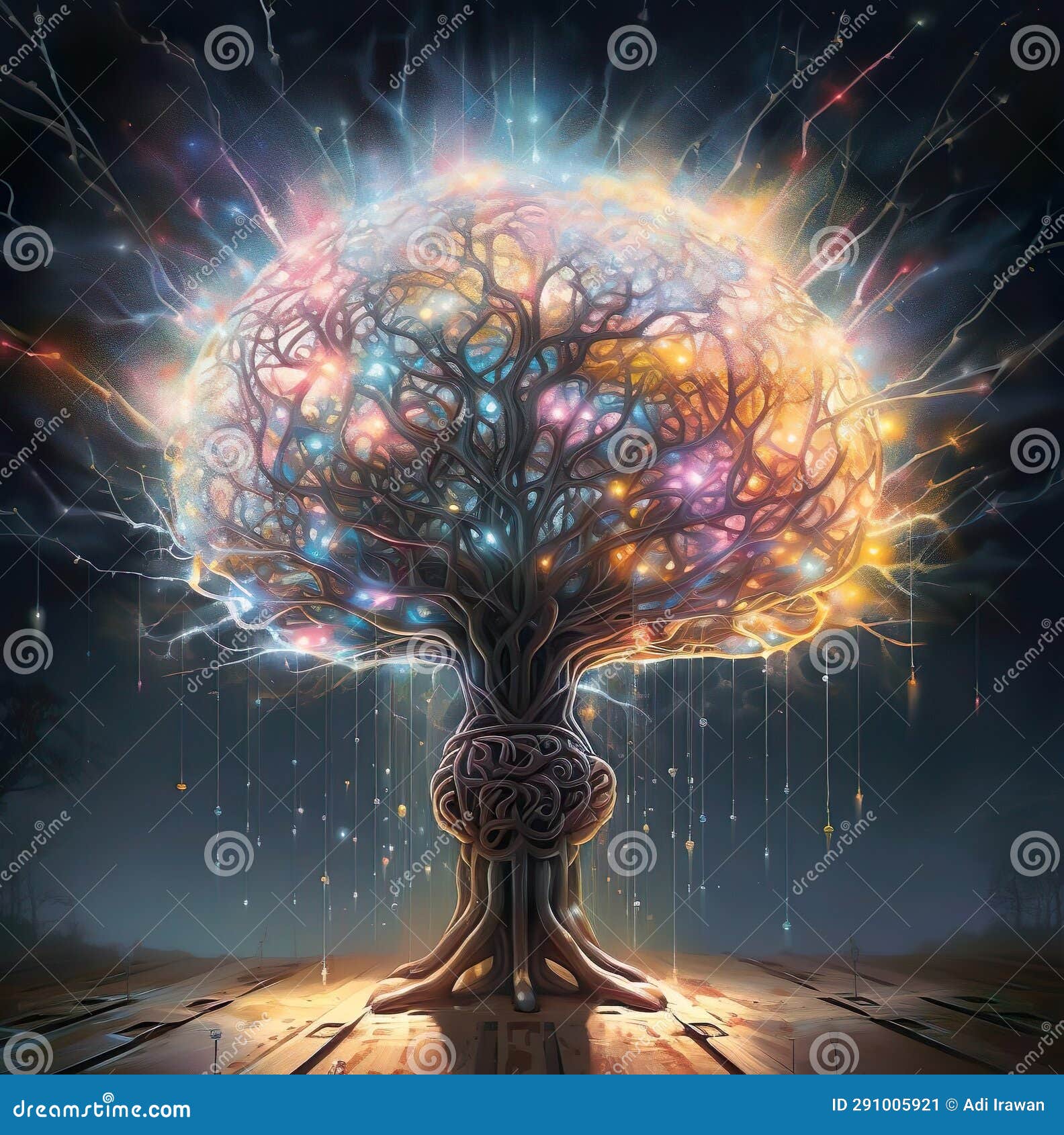 Illustration of Tree with Colorful Light on it Stock Image - Image of ...