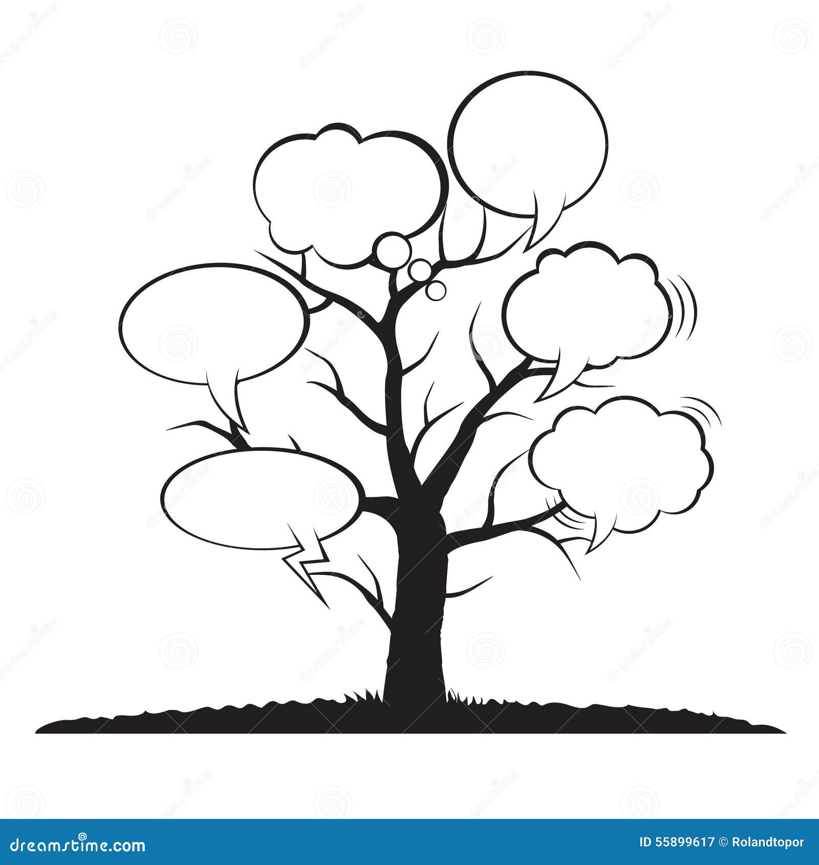 Illustration of Tree and Comics Bubbles. Stock Illustration ...