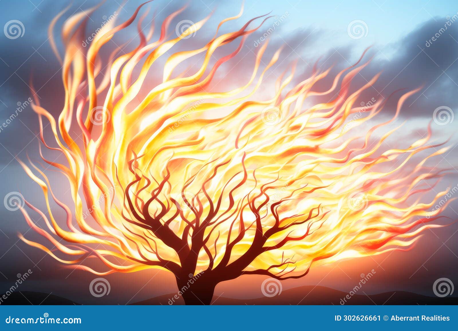 An Illustration of a Tree with Flames Coming Out of it Stock ...