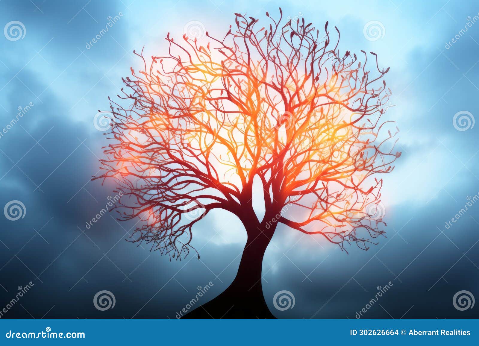 An Illustration of a Tree with Flames Coming Out of it Stock ...