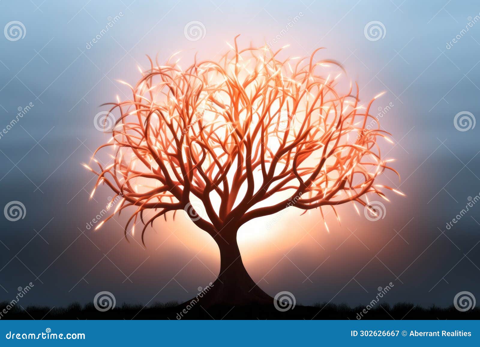 An Illustration of a Tree with Flames Coming Out of it Stock ...