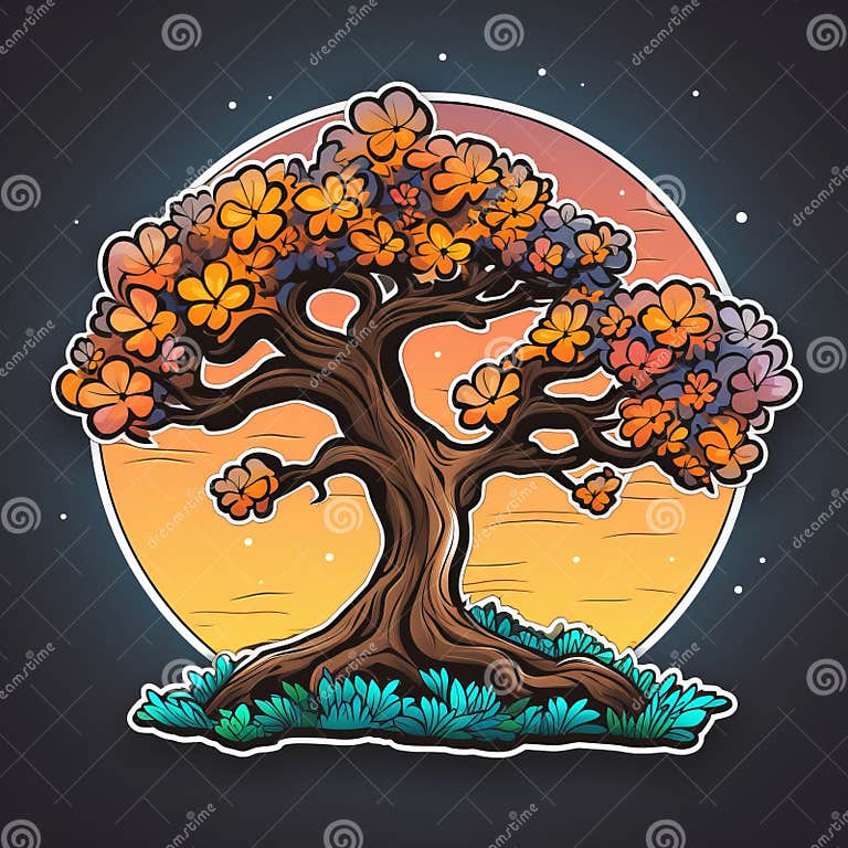 An Illustration of a Tree with Flowers on it Stock Illustration ...