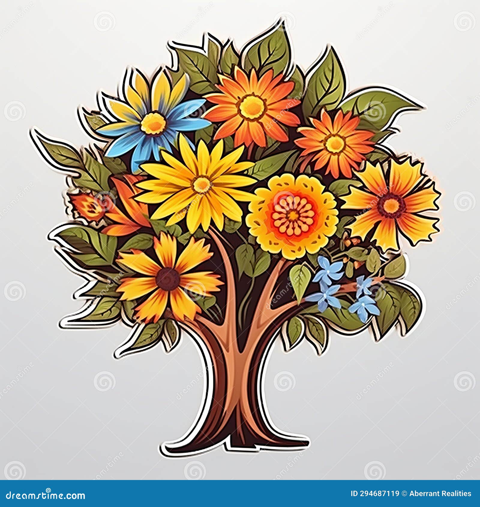 An Illustration of a Tree with Flowers on it Stock Illustration ...