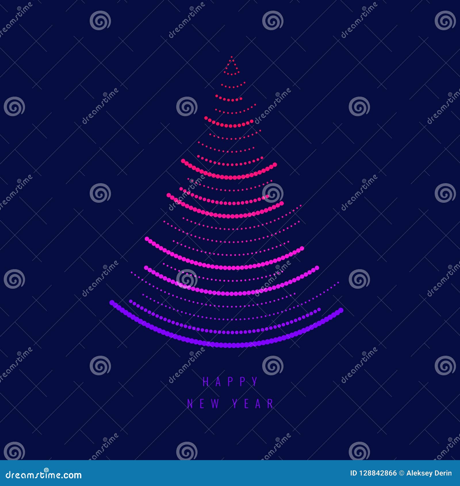 Illustration of a Tree in Form of Sound Waves, New Year Element Stock ...