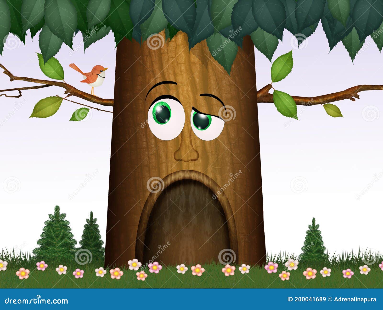 Illustration of Tree with Funny Face Stock Illustration - Illustration ...